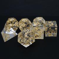 China Handcraft Gold Foil Resin RPG Dice Set Dragon And Duct#Dnd#Rpg#Coc for sale