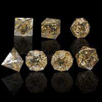 China Handcraft Gold Foil Resin RPG Dice Set Dragon And Duct#Dnd#Rpg#Coc for sale
