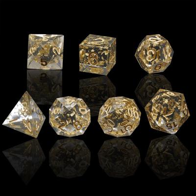 China Handcraft Gold Foil Resin RPG Dice Set Dragon And Duct#Dnd#Rpg#Coc for sale