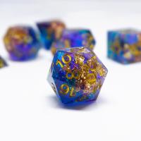 China Blue Gold Foil Resin Dice Set Customized Various Colors#Rpg#Dnd#Coc for sale