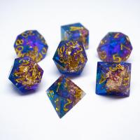 China Blue Gold Foil Resin Dice Set Customized Various Colors#Rpg#Dnd#Coc for sale