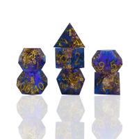 China Blue Gold Foil Resin Dice Set Customized Various Colors#Rpg#Dnd#Coc for sale