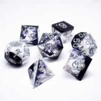 China Blue Gold Foil Resin Dice Set Customized Various Colors#Rpg#Dnd#Coc for sale
