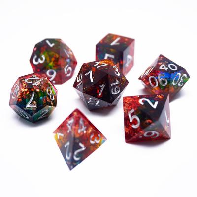 China Red Gold Foil Resin Dice Set Handcraft Custom Color#Rpg#Dnd#Coc for sale