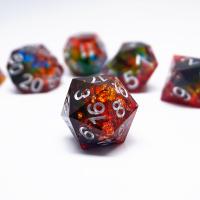 China Red Gold Foil Resin Dice Set Handcraft Custom Color#Rpg#Dnd#Coc for sale