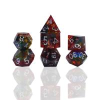 China Red Gold Foil Resin Dice Set Handcraft Custom Color#Rpg#Dnd#Coc for sale
