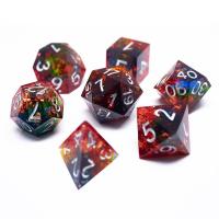 China Red Gold Foil Resin Dice Set Handcraft Custom Color#Rpg#Dnd#Coc for sale