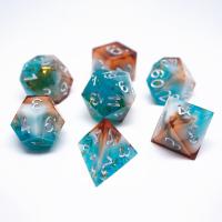 China Gold Foil Resin Dice Set Digital Multi -Faceted Table Game #Rpg#Dnd#Coc for sale
