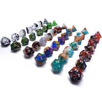 China Gold Foil Resin Dice Set Digital Multi -Faceted Table Game #Rpg#Dnd#Coc for sale