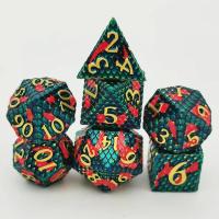 China Python Texture Metal Dice Set  Multi Face Desktop Game#Dnd#Coc for sale