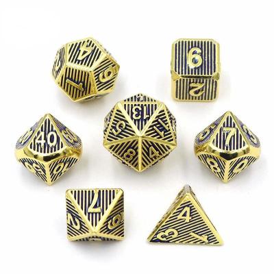 China Vertical Metal Multi Face Dice Desktop Game Dnd Rpg Coc Bronze Color for sale