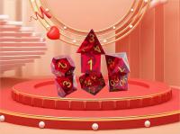 China Red pomegranate natural resin dice set desktop game preferred magic domain adventure dnd dice for sale