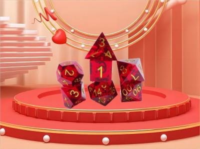 China Red pomegranate natural resin dice set desktop game preferred magic domain adventure dnd dice for sale