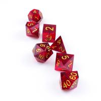 China Red pomegranate natural resin dice set desktop game preferred magic domain adventure dnd dice for sale