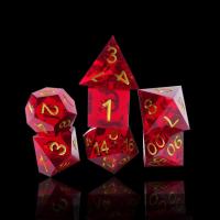 China Red pomegranate natural resin dice set desktop game preferred magic domain adventure dnd dice for sale