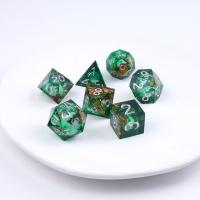 China Green foil gold natural resin multi -faceted desktop game Dice Border Gate for sale
