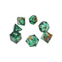 China Green foil gold natural resin multi -faceted desktop game Dice Border Gate for sale