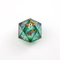 China Green foil gold natural resin multi -faceted desktop game Dice Border Gate for sale