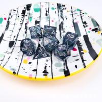 China Blue -gray glitter liquid natural resin multi -face dice suite dragon and dungeon dnd dice for sale