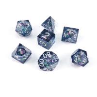 China Blue -gray glitter liquid natural resin multi -face dice suite dragon and dungeon dnd dice for sale