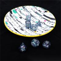 China Blue -gray glitter liquid natural resin multi -face dice suite dragon and dungeon dnd dice for sale