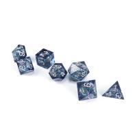 China Blue -gray glitter liquid natural resin multi -face dice suite dragon and dungeon dnd dice for sale