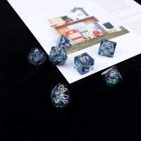China Blue -gray glitter liquid natural resin multi -face dice suite dragon and dungeon dnd dice for sale