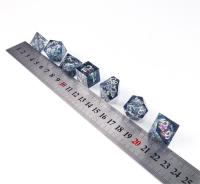 China Blue -gray glitter liquid natural resin multi -face dice suite dragon and dungeon dnd dice for sale