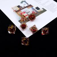 China Pomegranate liquid natural resin multi -faceted tablet game dice set dnd dice for sale