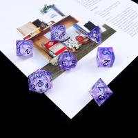 China PurpleWhite flow sand sky number resin multi -faceted game dice suite dragon and dungeon city dnd dice for sale