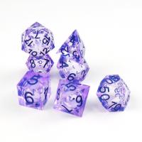 China PurpleWhite flow sand sky number resin multi -faceted game dice suite dragon and dungeon city dnd dice for sale