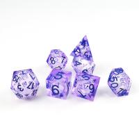 China PurpleWhite flow sand sky number resin multi -faceted game dice suite dragon and dungeon city dnd dice for sale