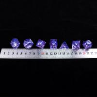China PurpleWhite flow sand sky number resin multi -faceted game dice suite dragon and dungeon city dnd dice for sale