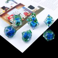 China Transparent blue liquid natural resin desktop game dice set dnd dice for sale