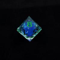 China Transparent blue liquid natural resin desktop game dice set dnd dice for sale