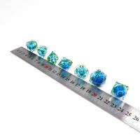 China Transparent blue liquid natural resin desktop game dice set dnd dice for sale