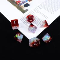 China White plus red ore resin desktop game dice set dnd dice for sale