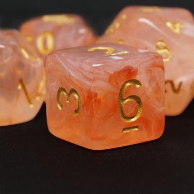 China Sharp Edge Orange Smoke Multi Sided Resin Dice For Children Practice Mental Arithmetic Mathematics for sale