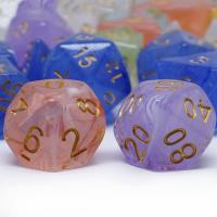China Sharp Edge Orange Smoke Multi Sided Resin Dice For Children Practice Mental Arithmetic Mathematics for sale