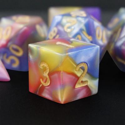 China Three Colors Of Marble Resin Rpg Dice With Universal Logo for sale