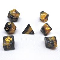 China Yellow And Black Marble Resin RPG Dice Desktop Game Dice Set for sale