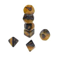 China Yellow And Black Marble Resin RPG Dice Desktop Game Dice Set for sale