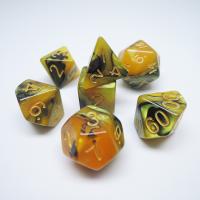 China Yellow And Black Marble Resin RPG Dice Desktop Game Dice Set for sale