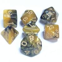 China Yellow And Black Marble Resin RPG Dice Desktop Game Dice Set for sale