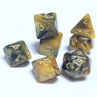 China Yellow And Black Marble Resin RPG Dice Desktop Game Dice Set for sale