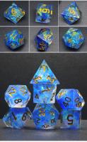 China Blue and color strip resin characters play a multi -noodle dice set Dragon and Dungeon dnd dice for sale