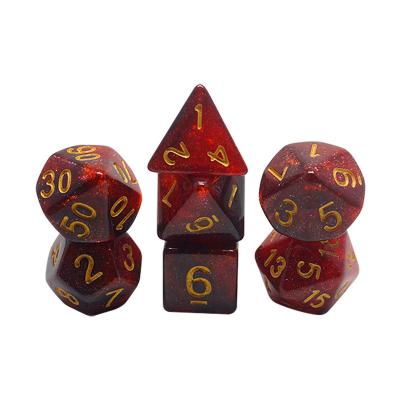 China Red, purple and black three -color resin dice suite dragon and dungeon dnd dice for sale