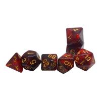 China Red, purple and black three -color resin dice suite dragon and dungeon dnd dice for sale