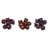 China Red, purple and black three -color resin dice suite dragon and dungeon dnd dice for sale