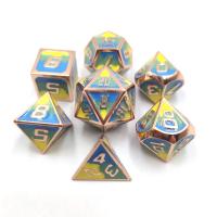 China Hand Sanded Unique Handmade Durable metal 7 Piece Polyhedron Dice Set for sale